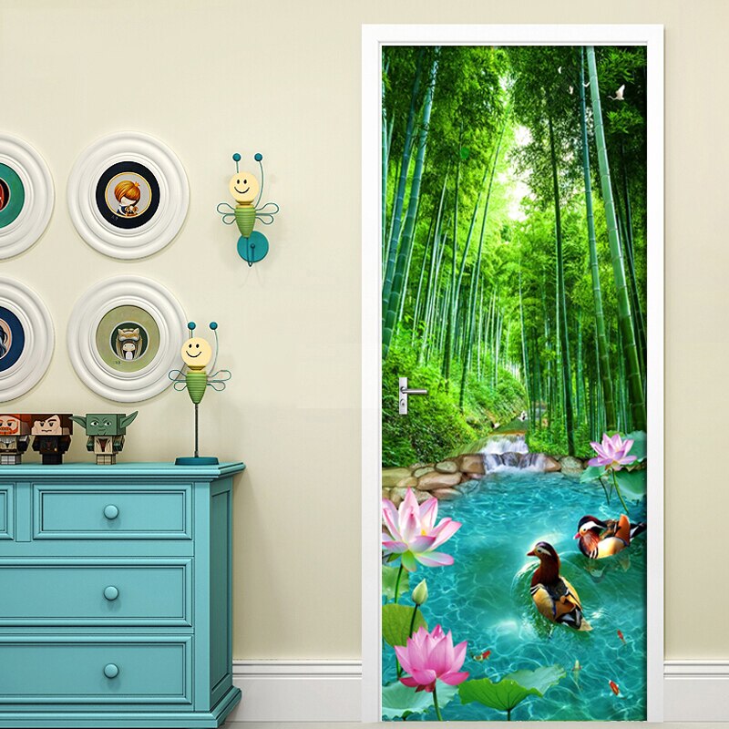 Pvc Self-Adhesive Waterproof 3D Door Sticker Bambo... – Grandado