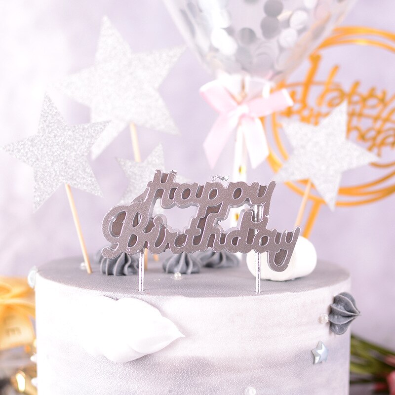 Rose Gold Sliver Gelukkige Verjaardag Brief Cake V... – Grandado