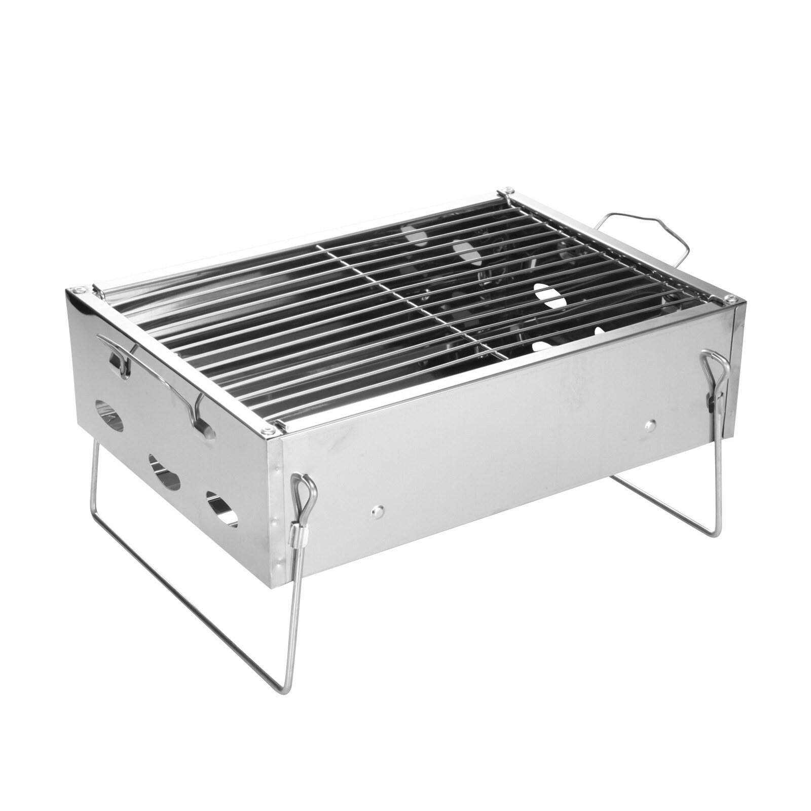 Grote Draagbare Bbq Barbecue Staal Houtskool Grill... – Vicedeal
