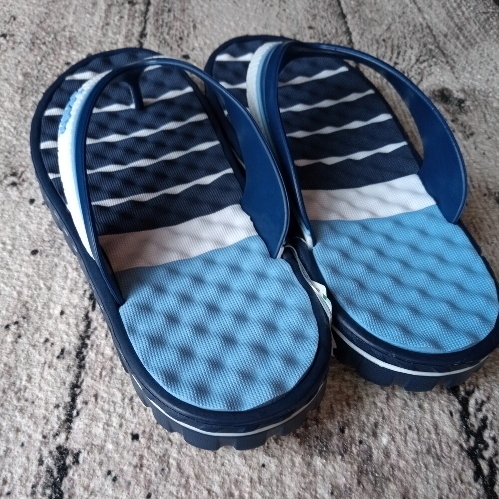 Men's Summer Slippers Flip Flops Blue White Massag... – Vicedeal