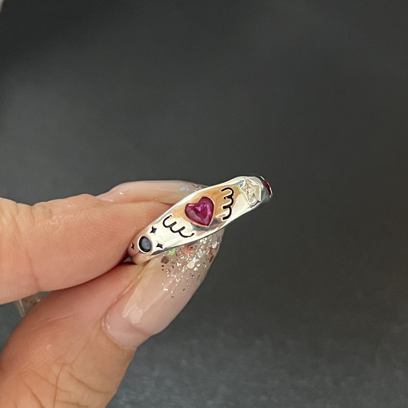 Y2K Crystal Rings Kpop Heart Adjustable Ring Irreg... – Grandado