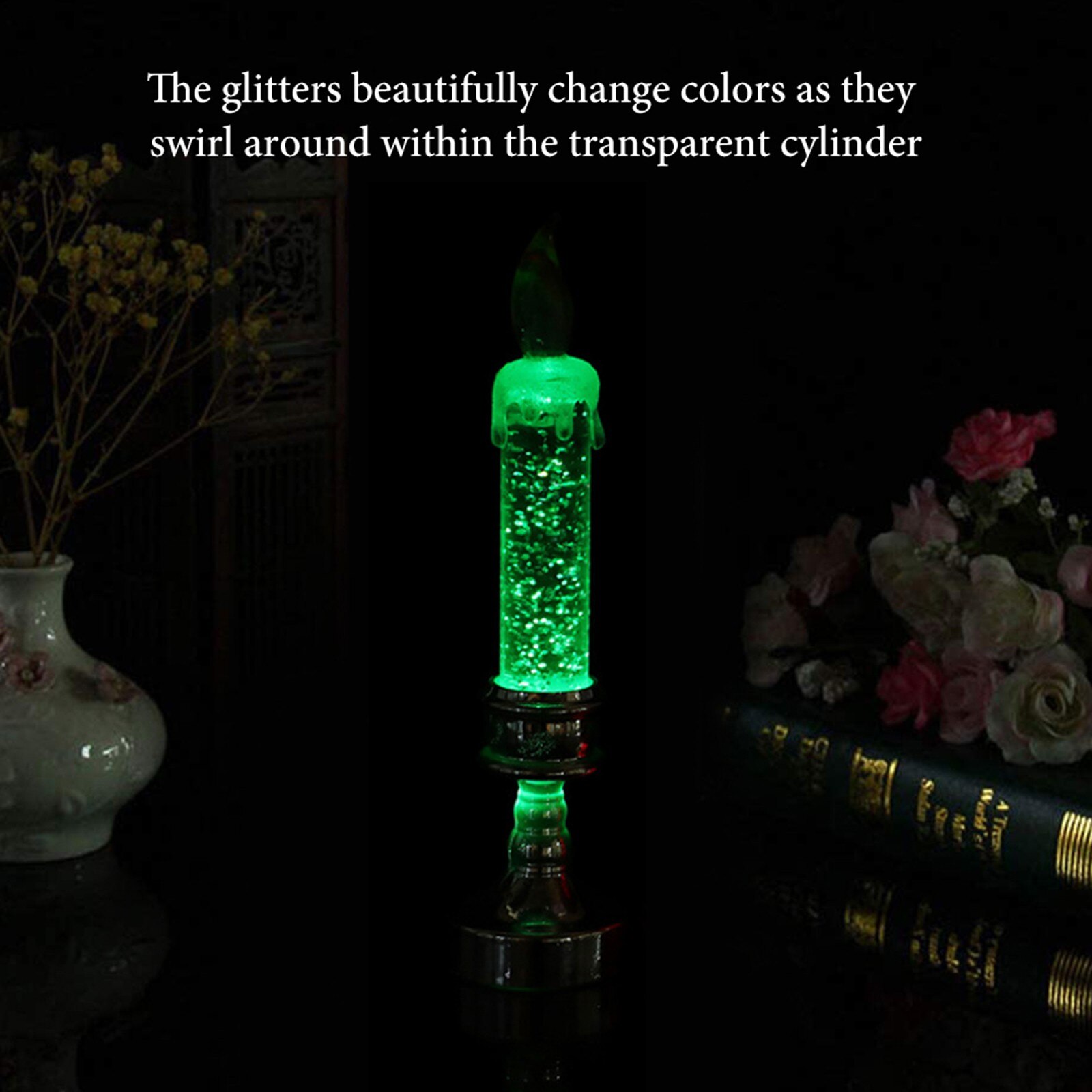 Rotating Color Changing Glitter Led Flameles Roman... – Grandado