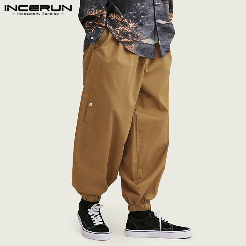 INCERUN Men Harem Pants Joggers Elastic Waist Soli... – Grandado