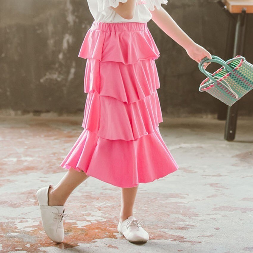 4 Layer Big Girls Long Skirt Children Clothes Kids... – Grandado