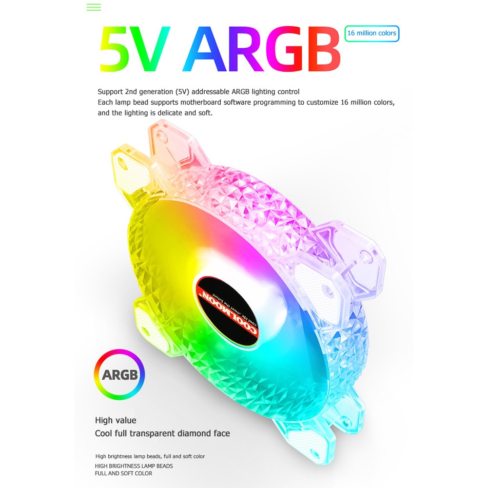 Coolmoon 12cm 4pin 12v Cooling Fan For Desktop Cha Grandado