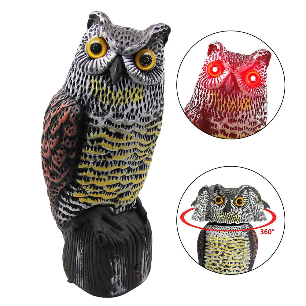 Realistic Bird Scarer Rotating Head Sound Owl Prow... – Grandado