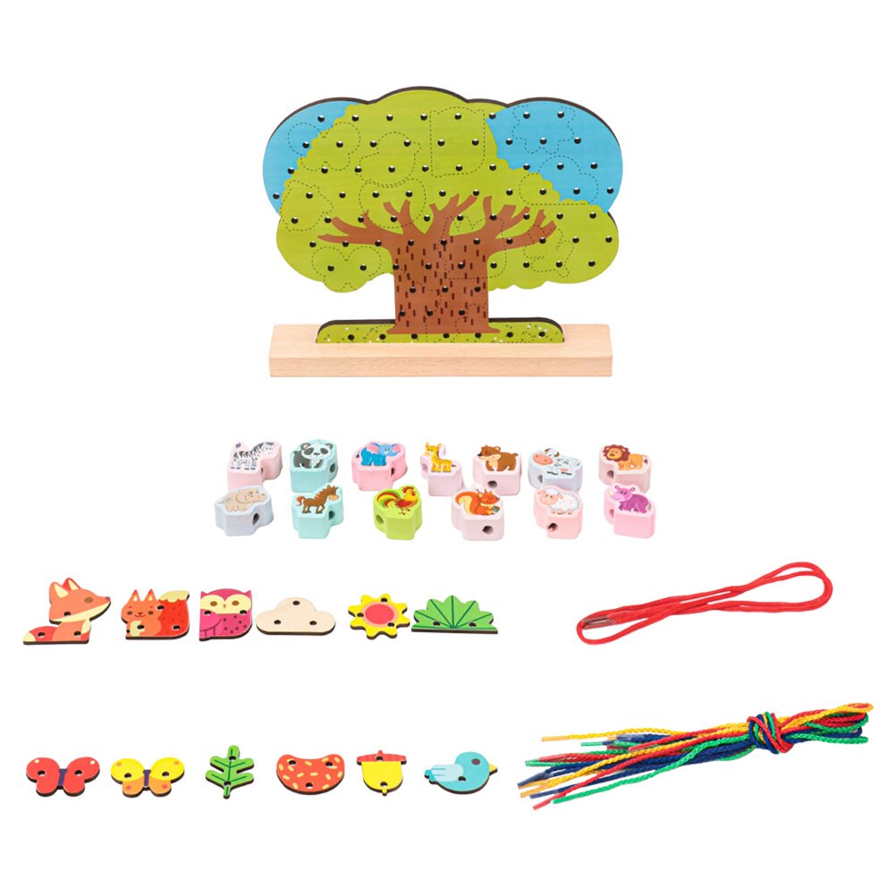 1 Set of Children Threading Toys Wooden Threading ... – Vicedeal