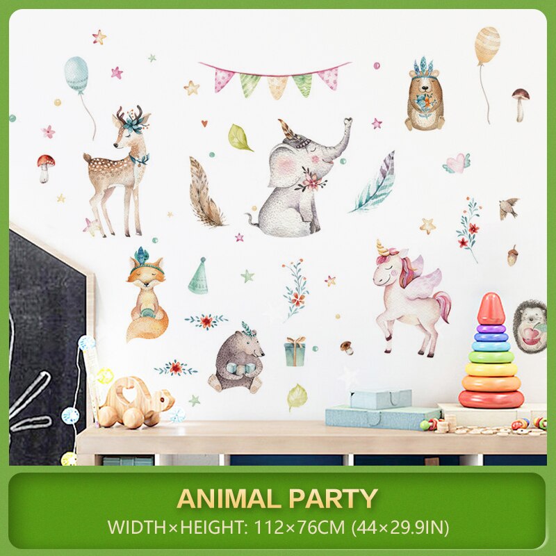 Dieren feest muurstickers zelfklevende kinderkamer... – Vicedeal