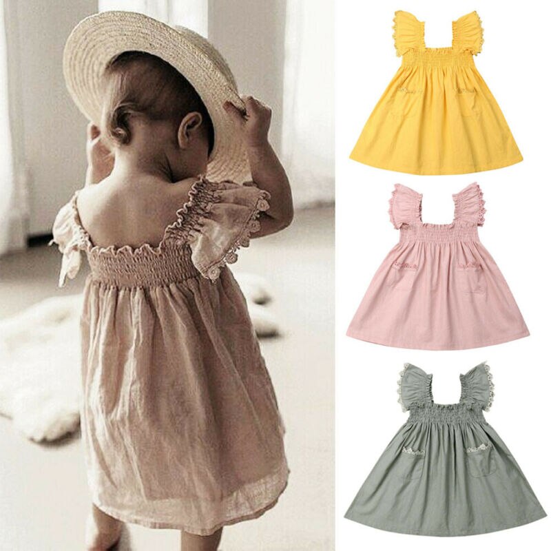 Cute Toddler Kid Baby Girl Clothes Ruffle Sleeve D... – Vicedeal