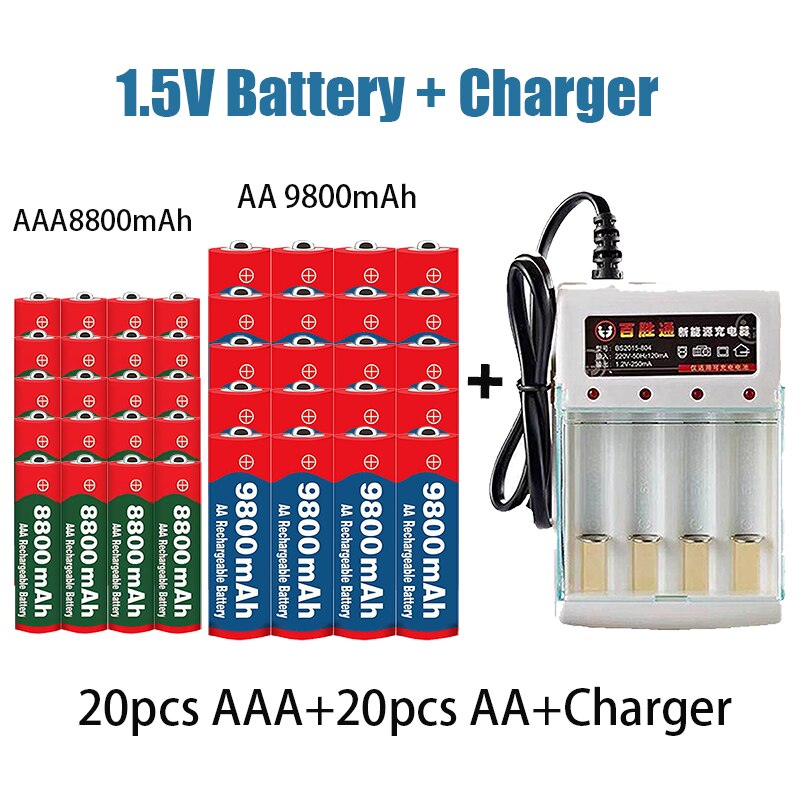100% Original 1.5V AAA8800mAh+AA9800mAh Rechargeab... – Grandado