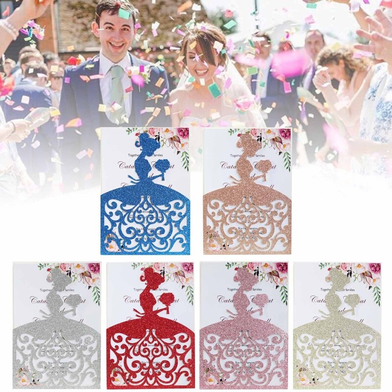 20pcs/set Wedding Invitations Cards Glitter Girl G... – Vicedeal