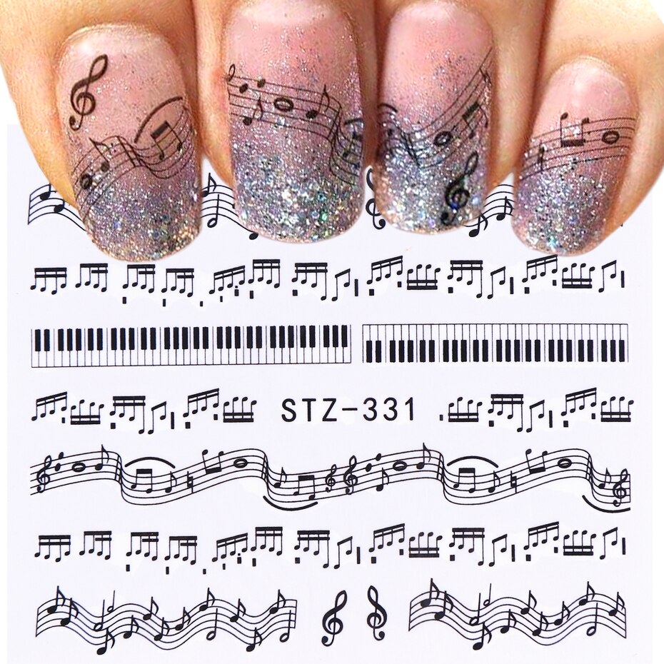 1 Sheet Beauty Music Note Nail Decals Designs Nail... – Grandado