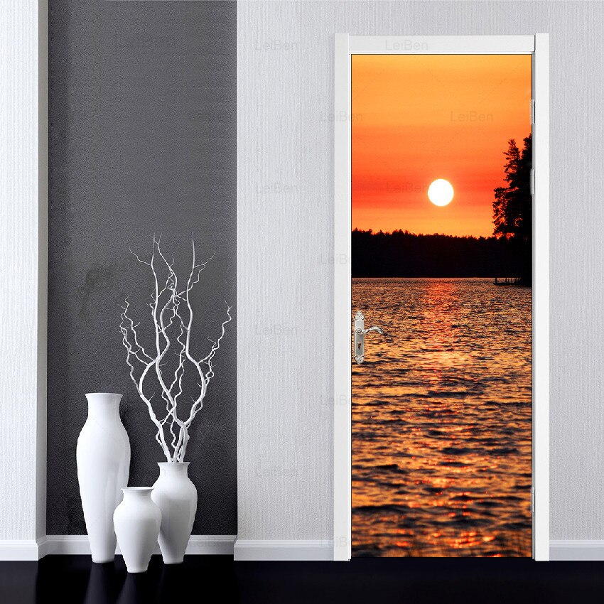 Self Adhesive 3d Door Stickers Sunset Dusk Lake La... – Vicedeal