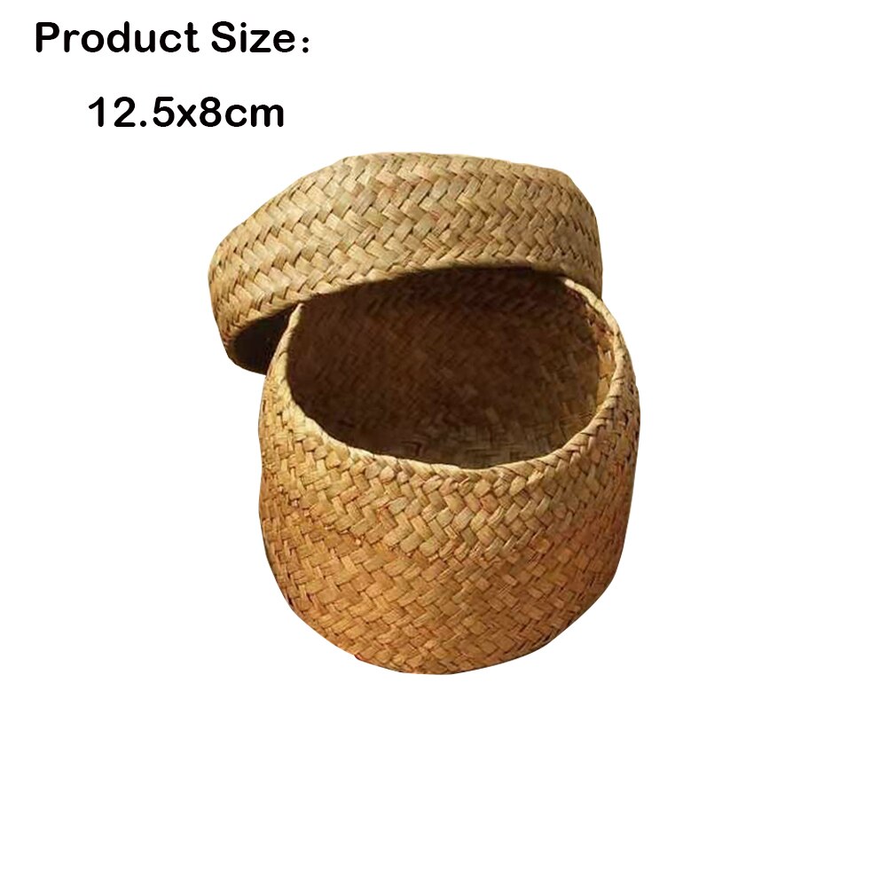 Willow Straw Storage Basket With Lid Round Desktop... – Grandado
