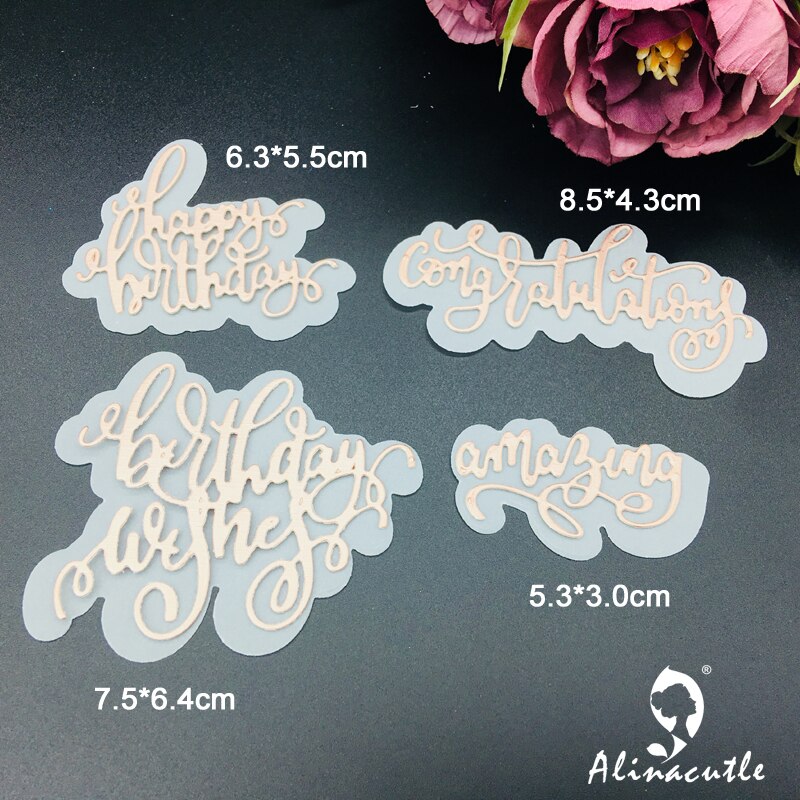 Metal Cutting Dies Shadow Words Birthday Wishes Sc... – Grandado