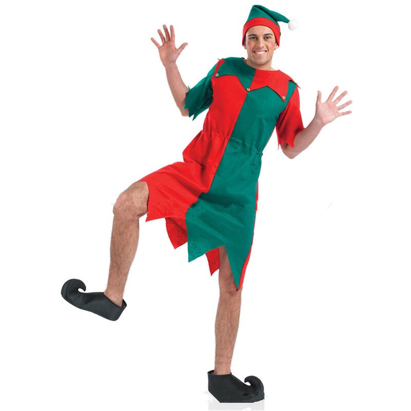 Christmas Elf Costume Adult Ruffled Collar Short S... – Grandado