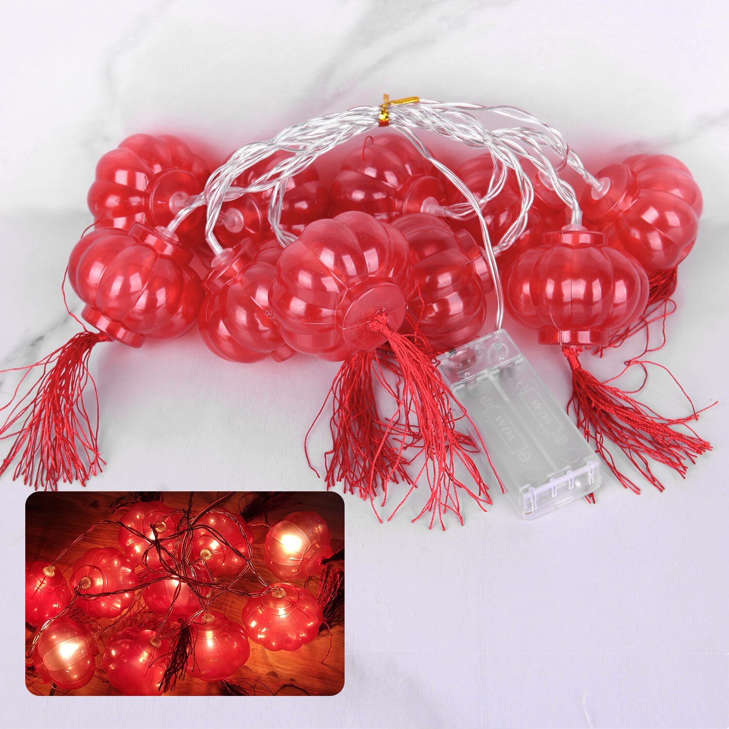 2M 10 Led Traditionele Rode Lantaarn Usb & Bat... – Vicedeal