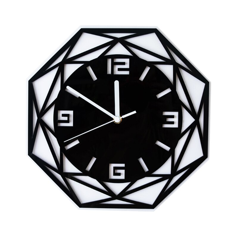 Acrylic Mirror Geometry Wall Clock Living Room Bed... – Grandado