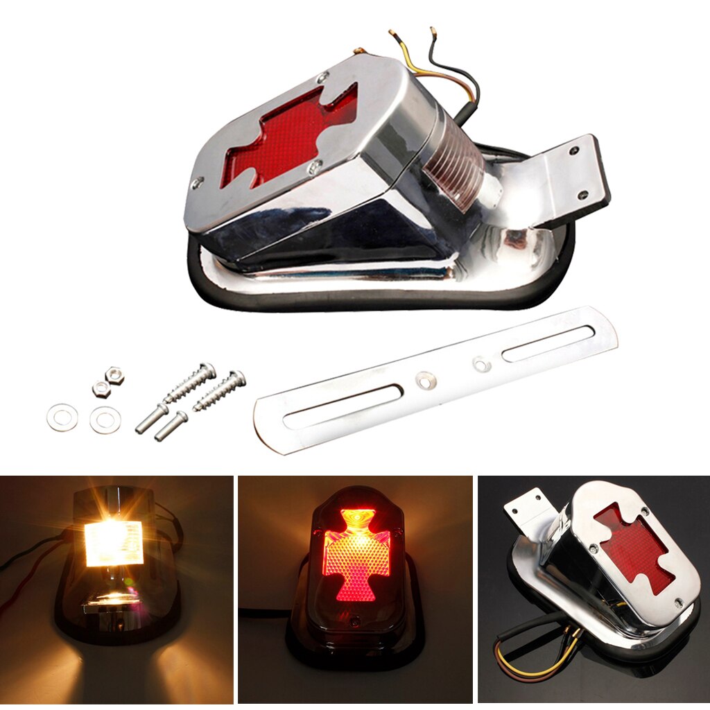 Motorcycle LED Rear Brake Tail Light Red Chrome 12... – Vicedeal