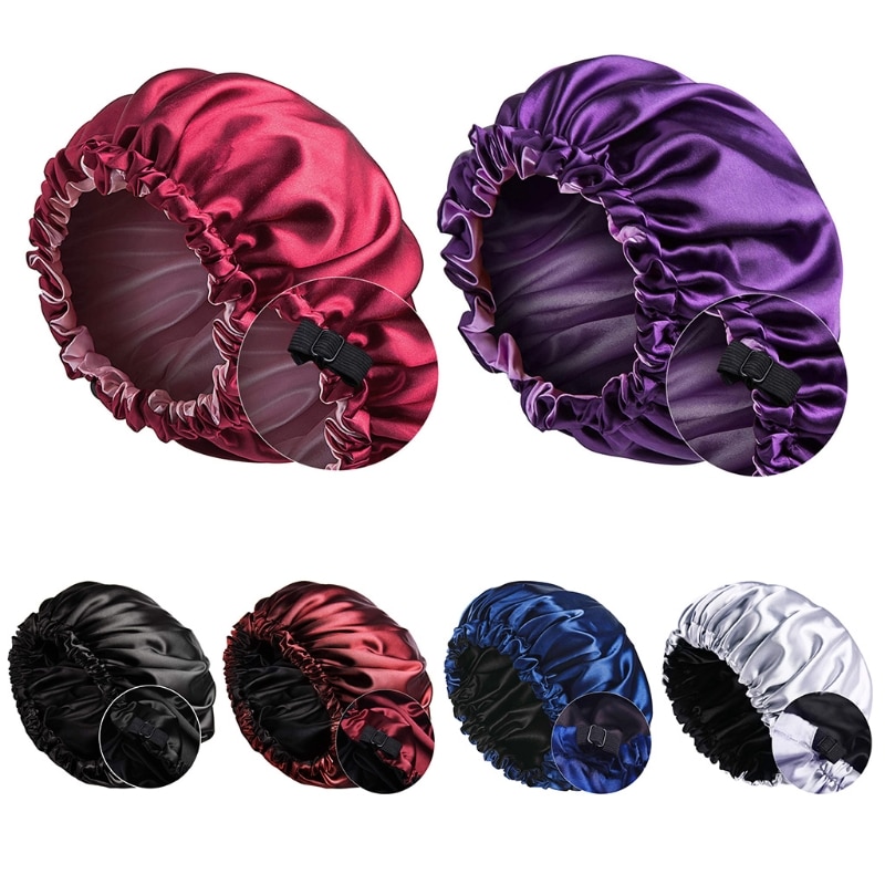 Satin Bonnet Sleep Cap Extra Large Double Layer Re... – Vicedeal
