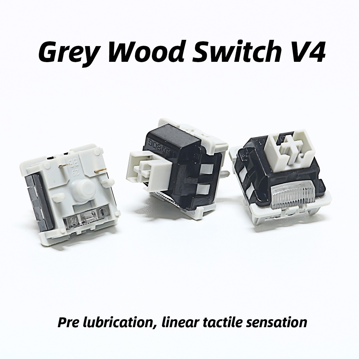 LEOBOG Gray Wood V4 Switch Linear POM Pre lubricat... – Grandado