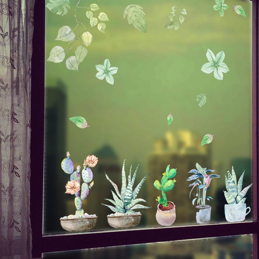 Succulent Cactus Flower Wall Sticker Plant Potted ... – Vicedeal