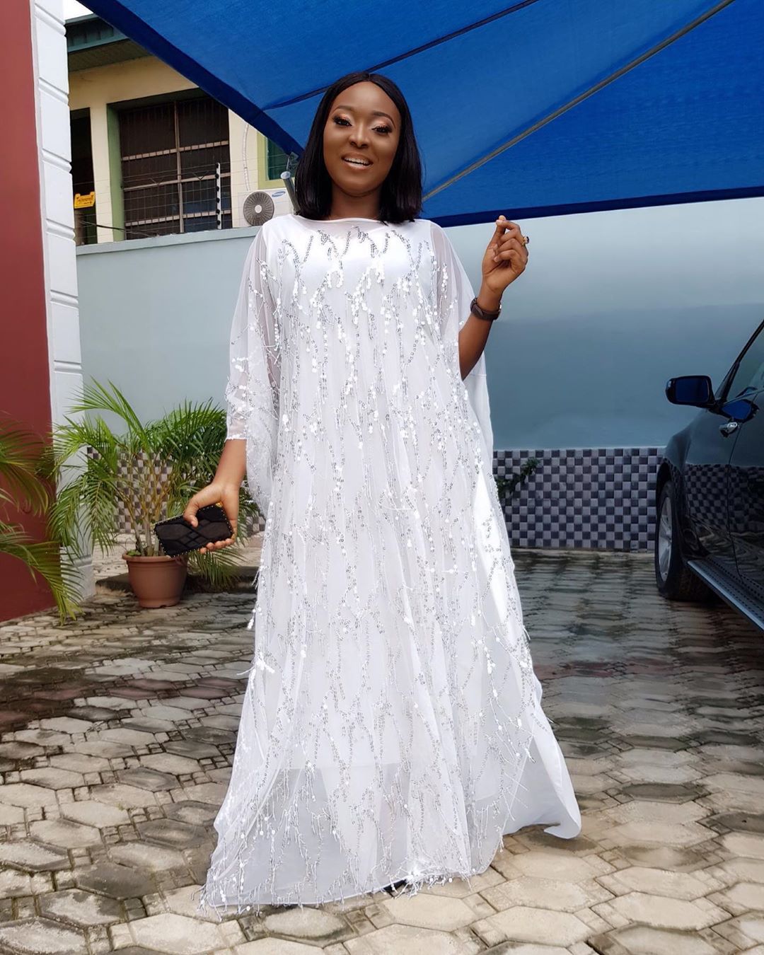 African Sequined White Long Dresses Women Oversize. Grandado