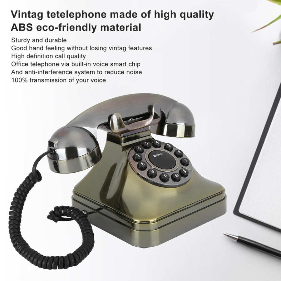 Vintage Landline Telephone Antique Bronze High Def... – Grandado