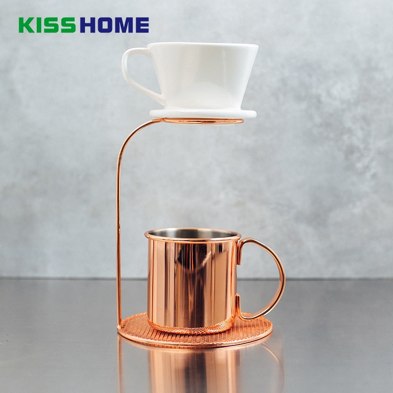 Rose gold pour-over kaffe filter rack teblade filt... – Grandado