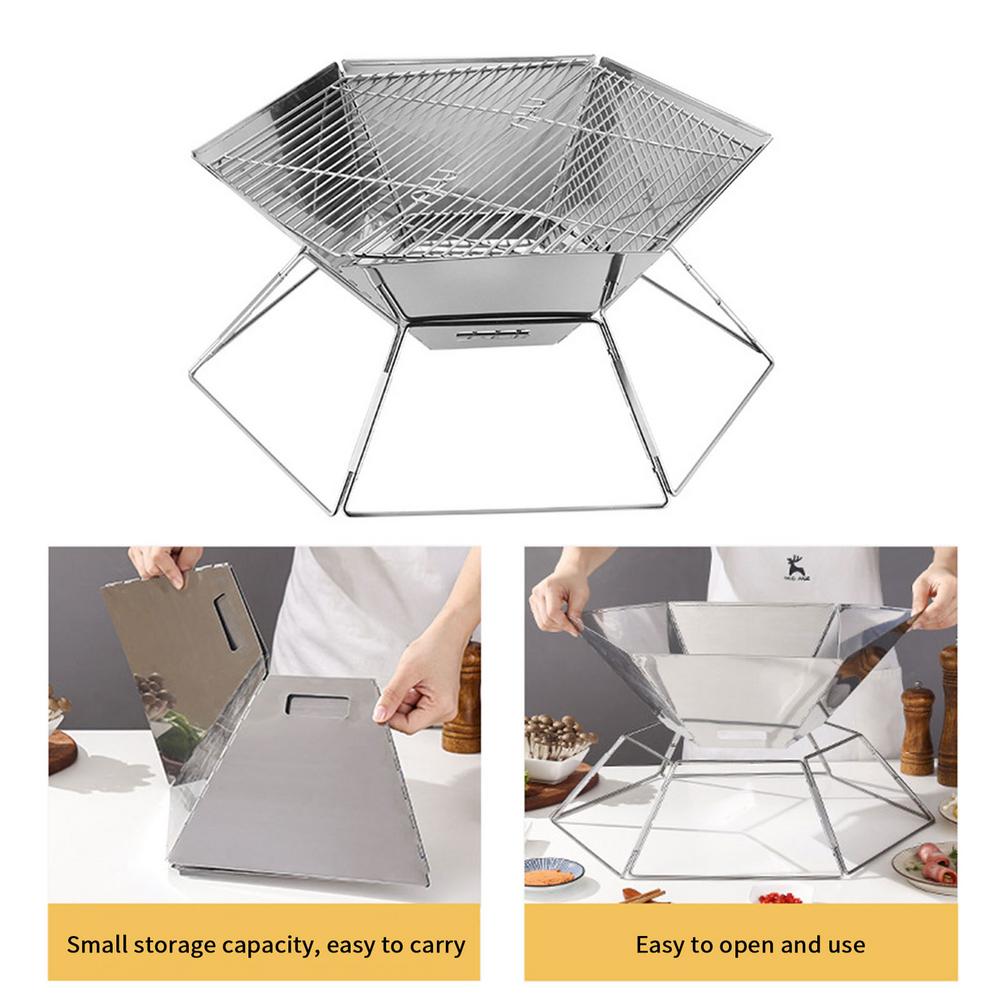 Folding Barbecue Grill Stainless Steel Campfire St... – Grandado