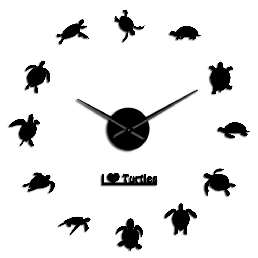 Frameless I Love Turtles Giant 3D DIY Wall Clock S... – Grandado
