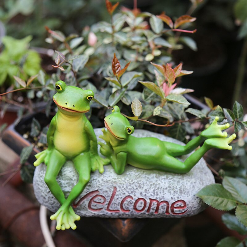 Garden Frog Statue Resin Cute Animal Frog Sculptur... – Grandado