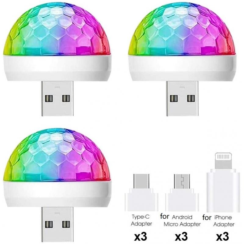 3pcs Colorful Neon USB Mini Disco Lights for Party... – Grandado