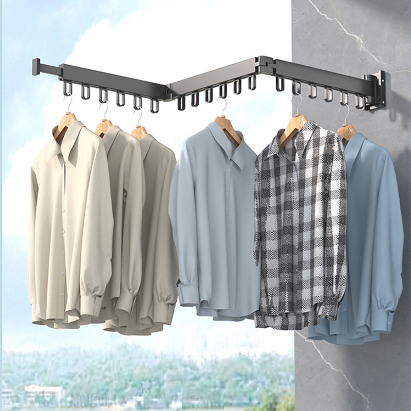 Folding Clothes Hanger Wall Mount Retractable Clot... – Grandado
