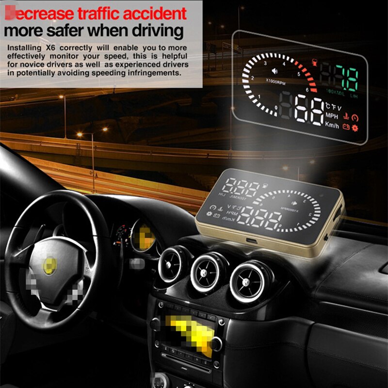 X6 Car Head Up Speedometer Temperature Speed Front... – Grandado