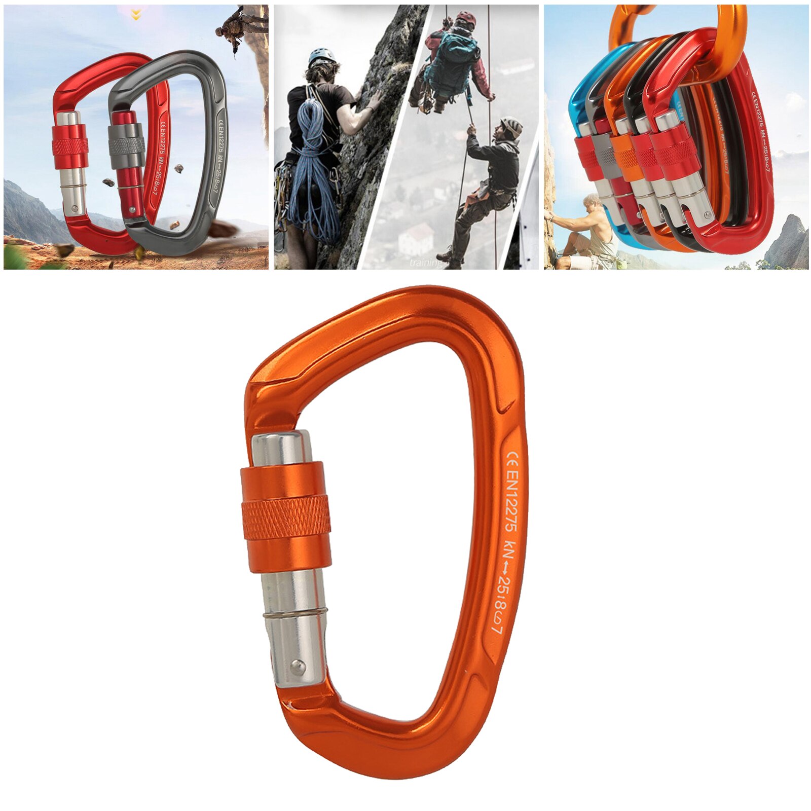 Strong Sturdy Carabiner 25 KN Screwgate Climbing C... – Grandado