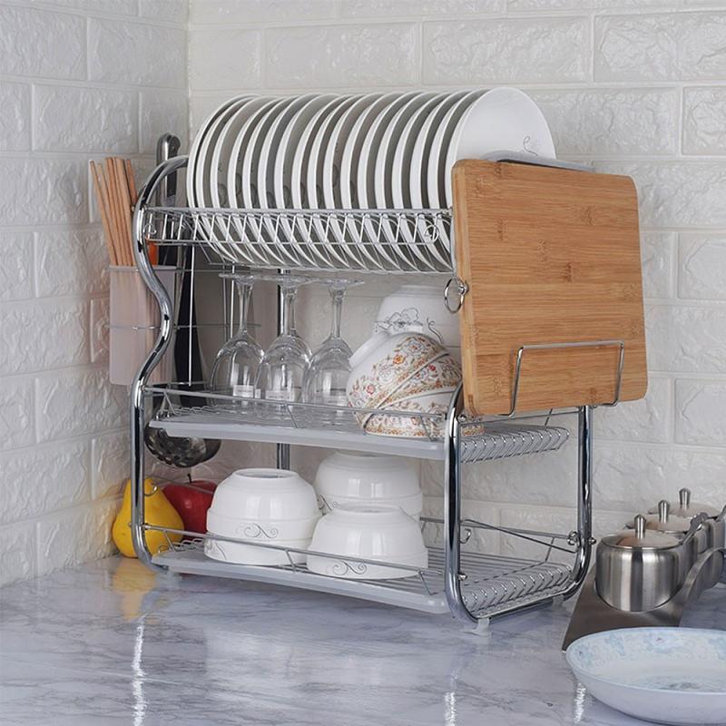 3 Layer Dish Drying Rack Holder Basket Stainless H... – Vicedeal