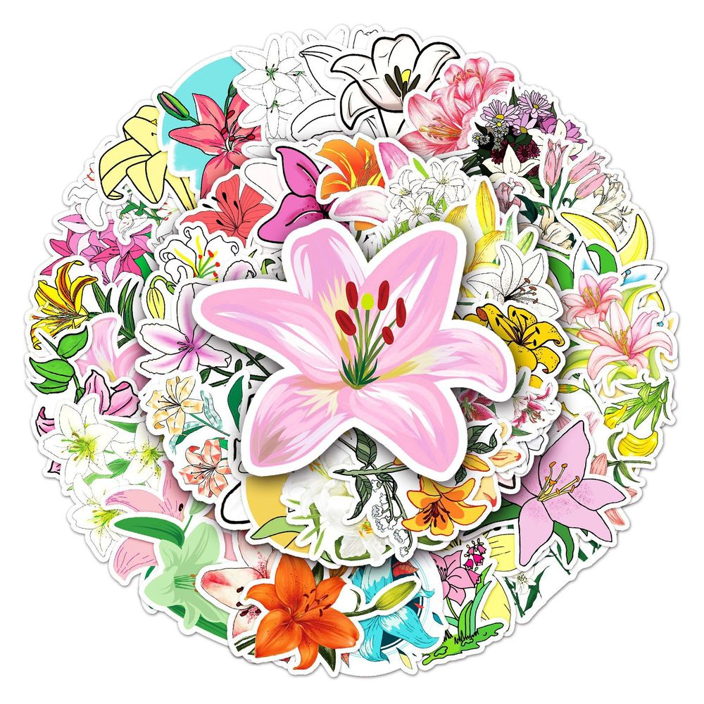 10/50PCS Garden Flowers Stickers Lily Flower Ins D... – Vicedeal
