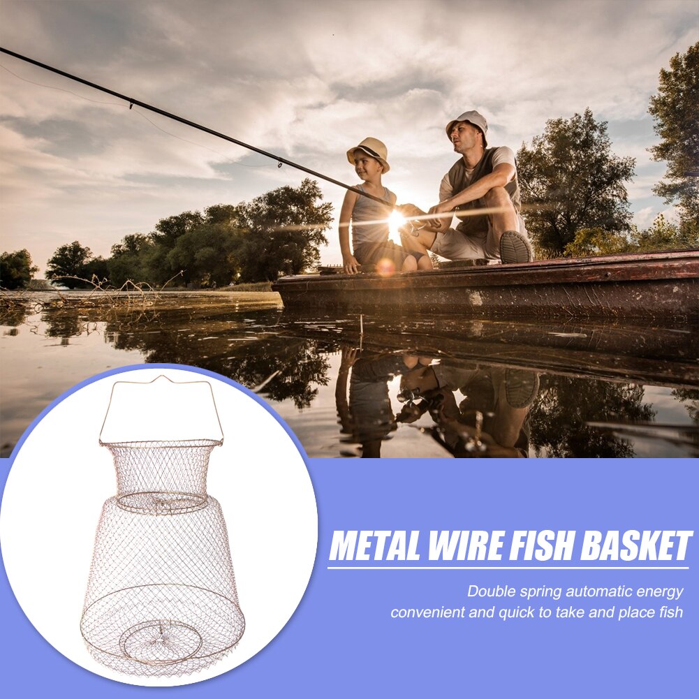 25x44cm Steel Wire Fishing Cages Foldable Metal Ne... – Grandado