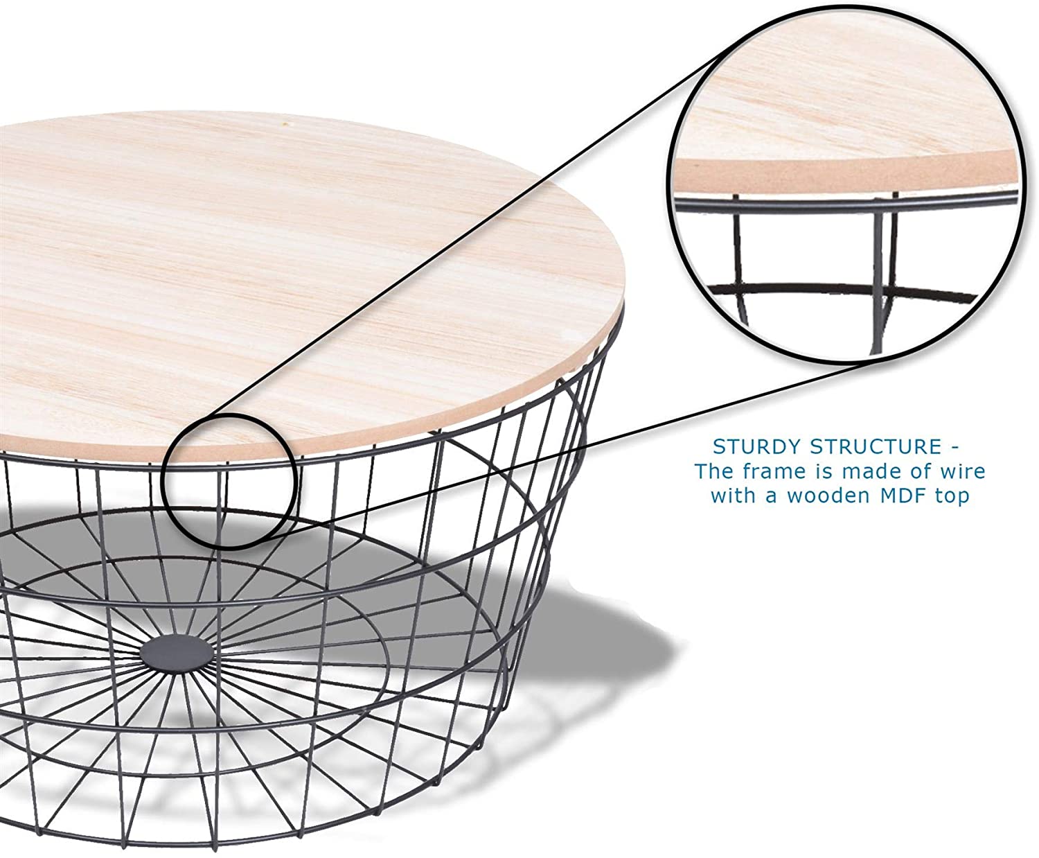 circular round modern metal wire basket side table... – Grandado