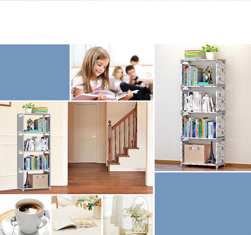5 layers DIY Simple Bookshelf Easy Assembly Bookca... – Grandado