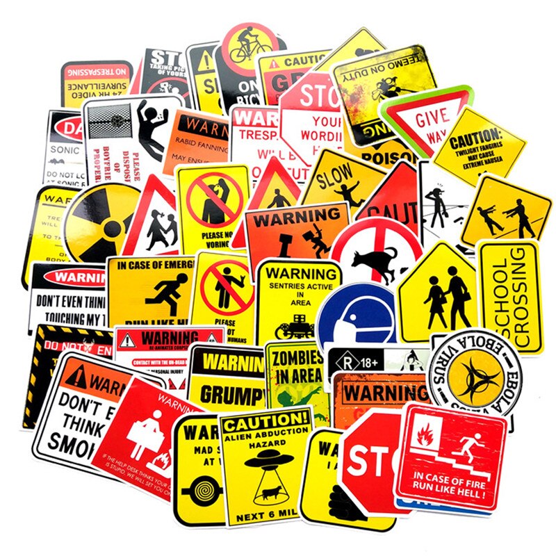 50 PCS Vinyl Car Sticker Warning Traffic Signs Spo... – Grandado