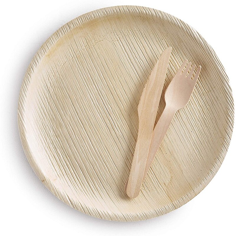 25 Guests Disposable Biodegradable Plates Set with... – Vicedeal