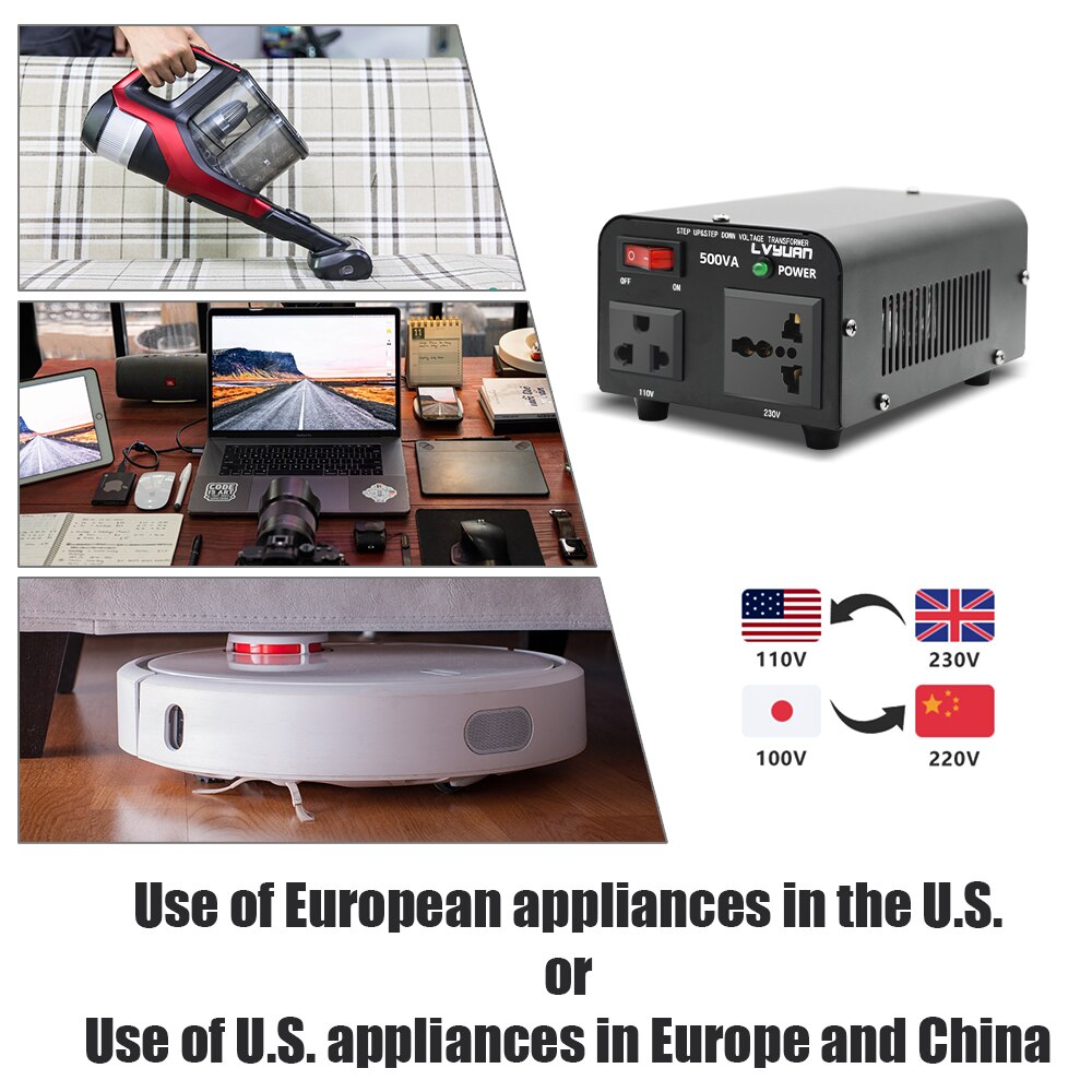 Black 500W Voltage Transformer Power Converter(220... – Grandado