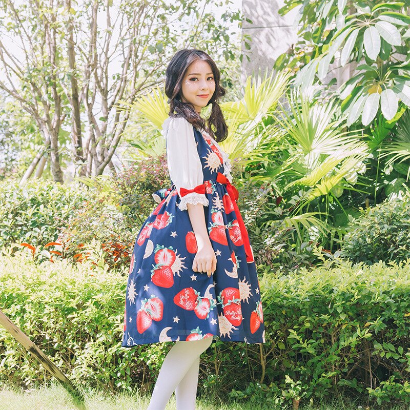 Kawaii Lolita Jurk Aardbei Angel OP Jurk Japanse L Grandado Kawaii Lolita Jurk Aardbei Angel OP Jurk Japanse L Grandado