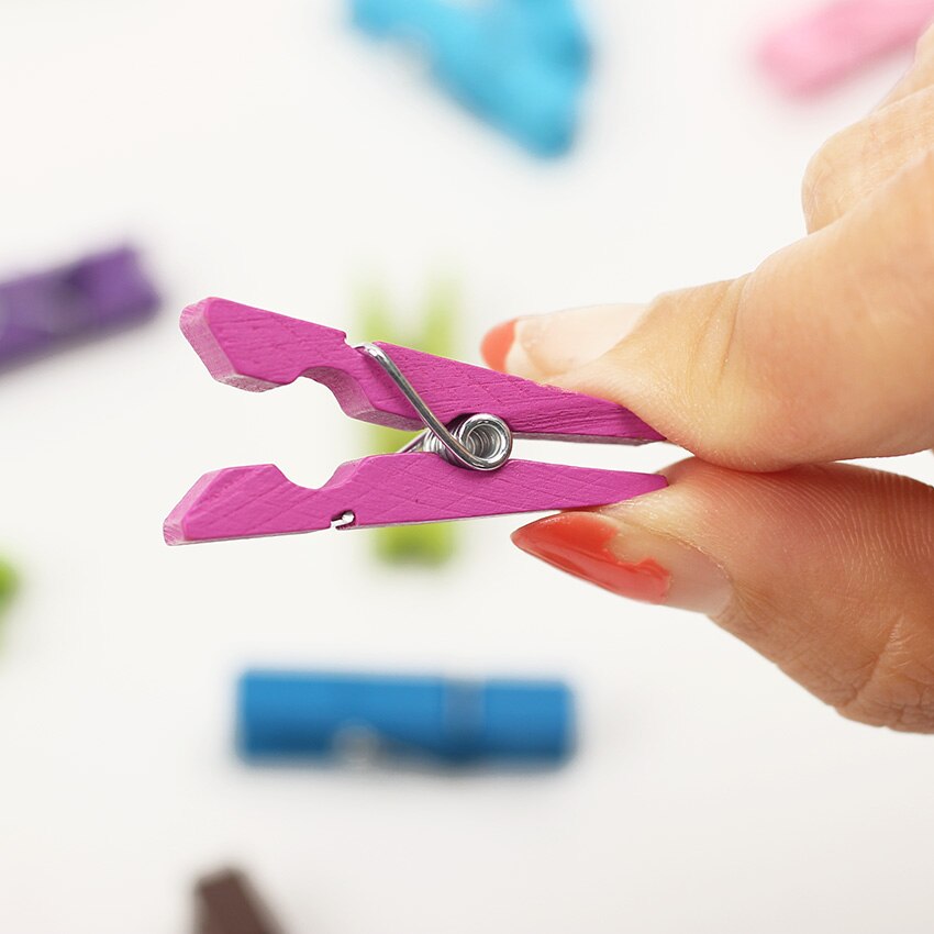 20 PCS Mini Wooden Decorative Color Clip Wood Clot... – Vicedeal