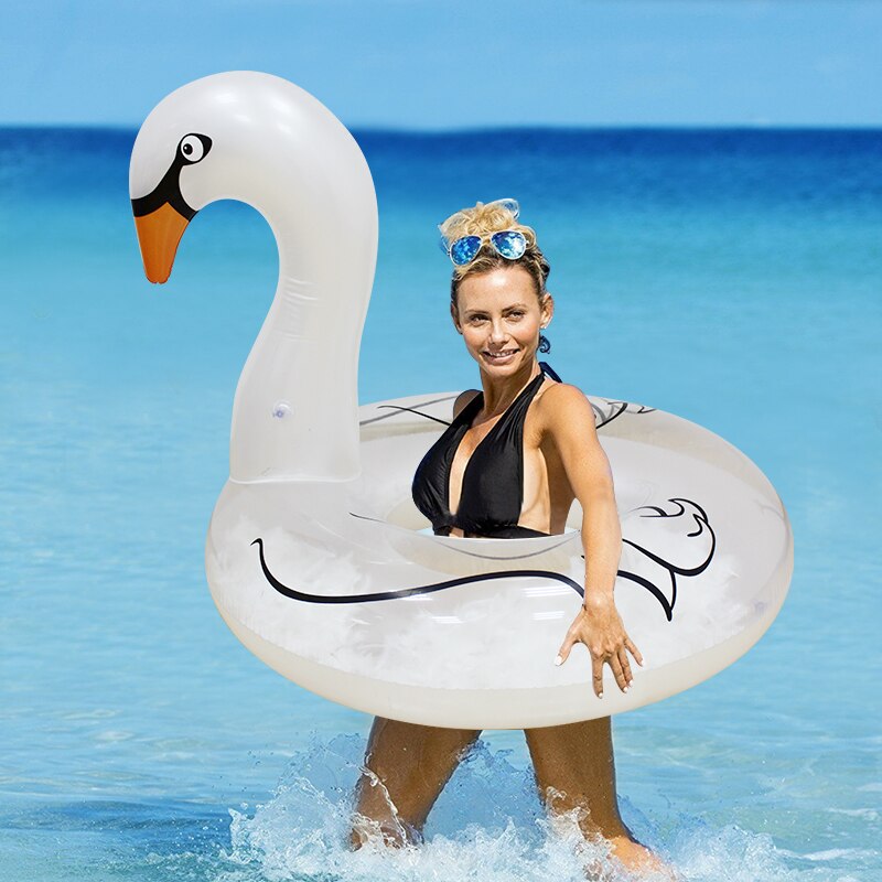 110cm Giant Inflatable Swan Swimming with Feathers... – Grandado