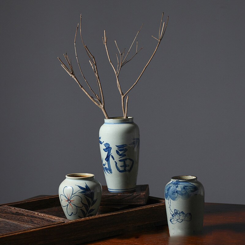 Jingdezhen hand-painted blue and white ceramic vas... – Grandado