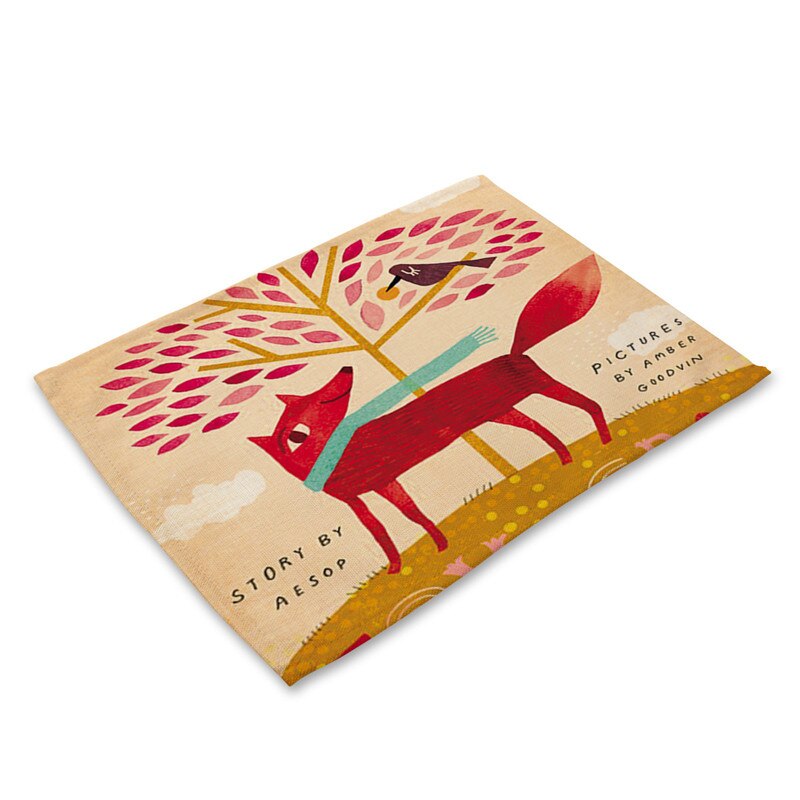 Cartoon Fox Pattern Placemat Cartoon Dining Table ... – Vicedeal