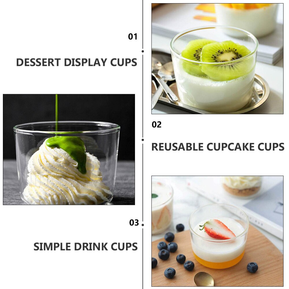 4pcs 200 ML Simple Glass Cupcake Cups Dessert Cups... – Vicedeal